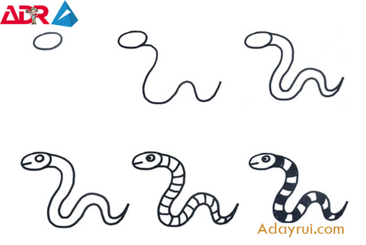 vẽ con rắn đơn giản và hết sức đáng yêu - ADAYRUI